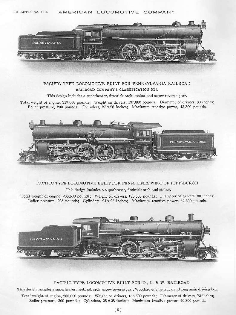 American Locomotive Company Pacific Type Locomotives, November 1913 ...