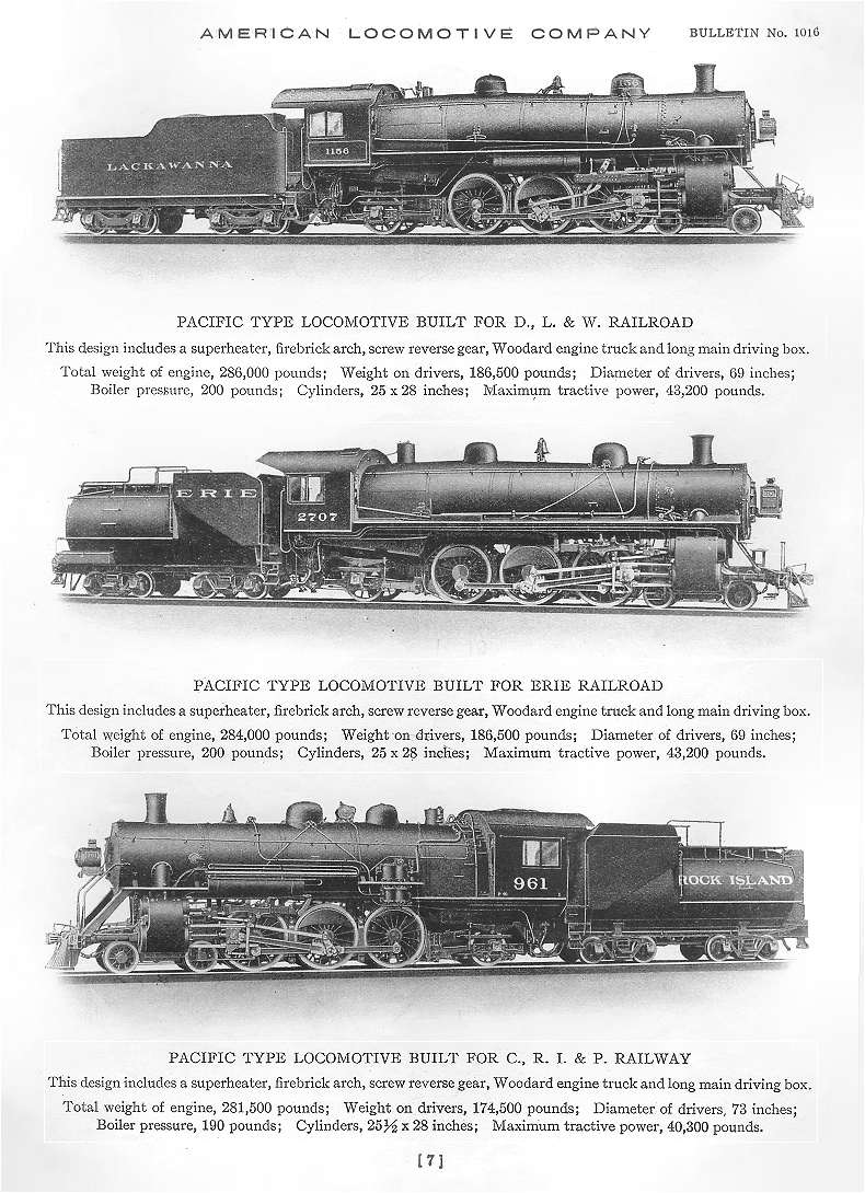 American Locomotive Company Pacific Type Locomotives, November 1913 ...