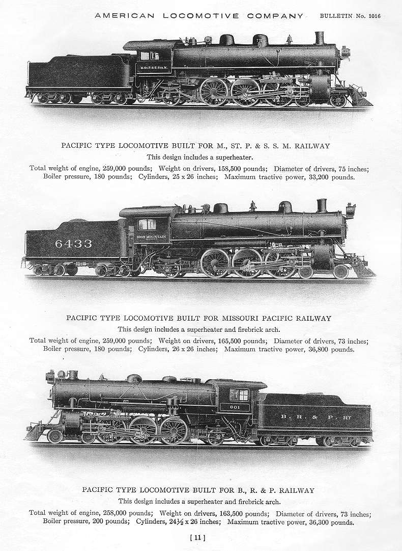 American Locomotive Company Pacific Type Locomotives, November 1913 ...
